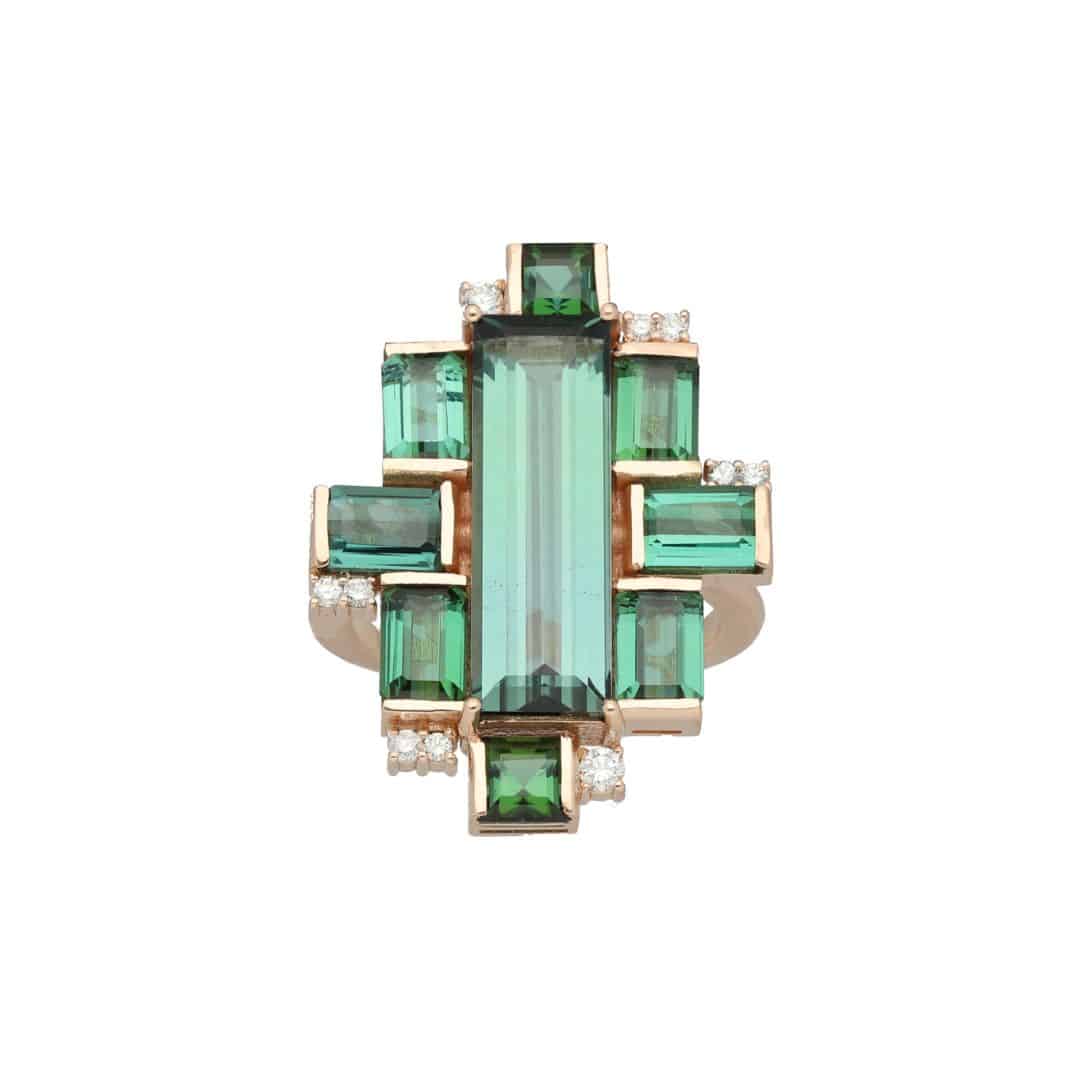 Anillo Spike Oro rosa y Turmalinas | Joyería Gordillo